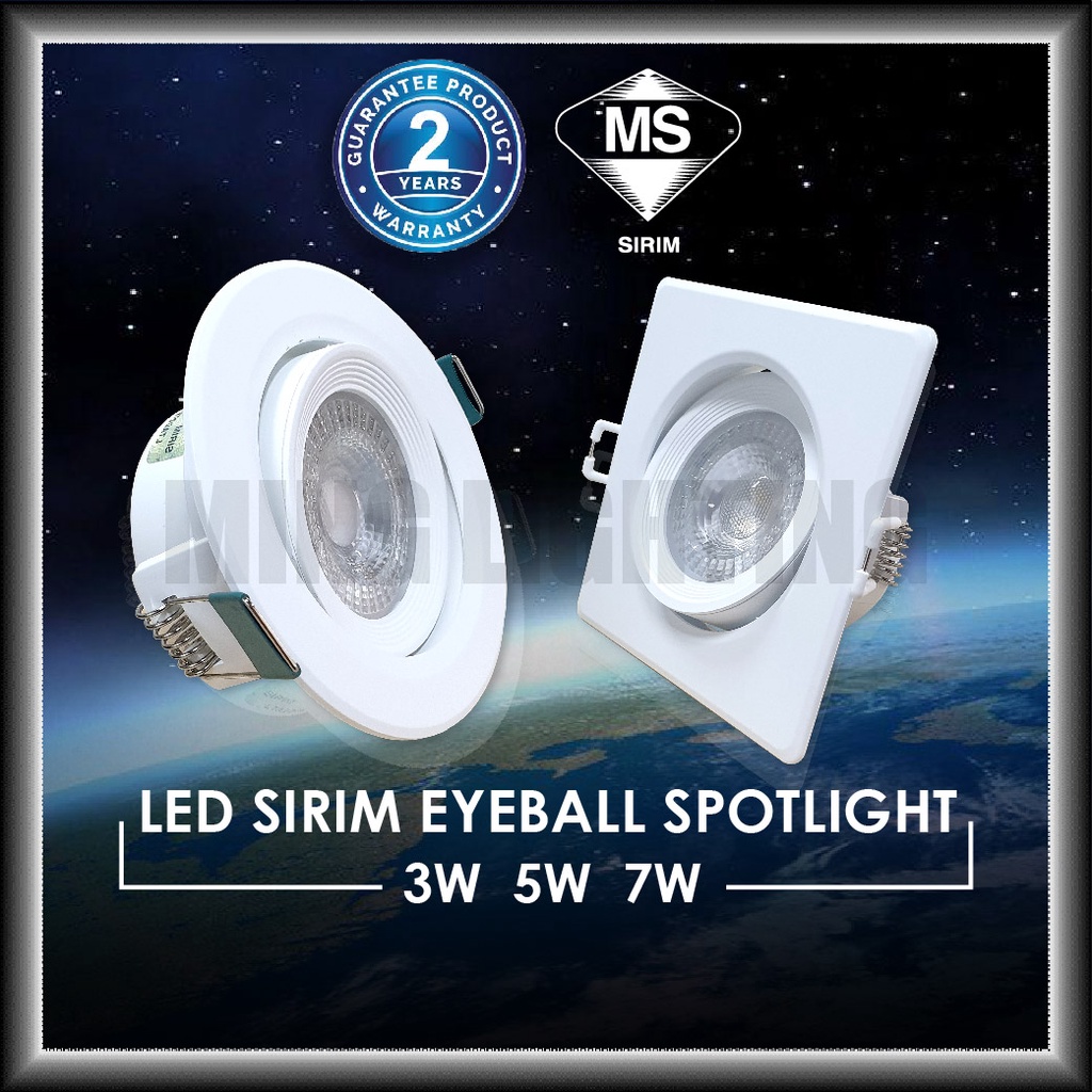 (SIRIM) LED 3W 5W 7W Eyeball Spotlight Lampu Siling Ceiling Downlight ...