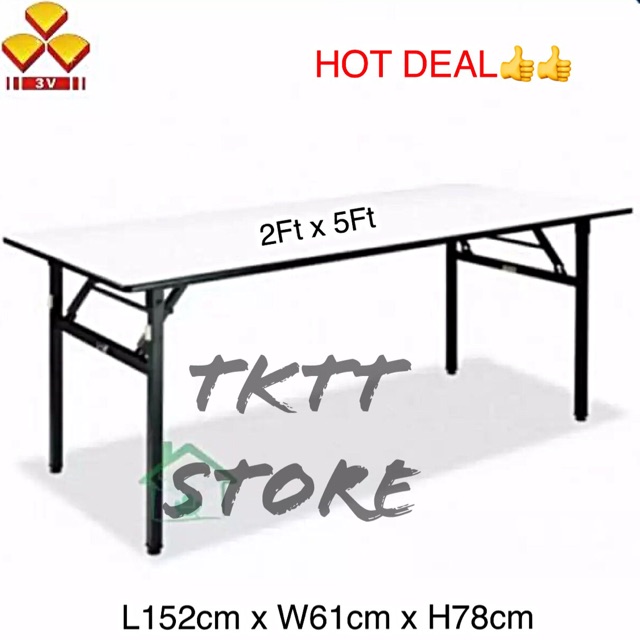 TKTT 3V 2x5 Feet Laminated Wood Top Banquet Table Foldable Function ...