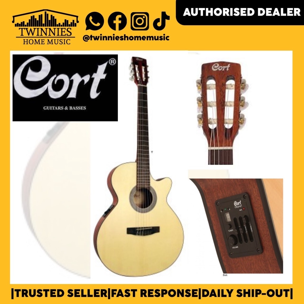 CORT CEC1OP SLIM BODY NYLON ACOUSTIC ELLECTRIC GUITAR | Shopee Malaysia