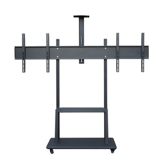 Heavy Duty Mobile Dual Screen TV Carts With Wheels and Large Shelf ...