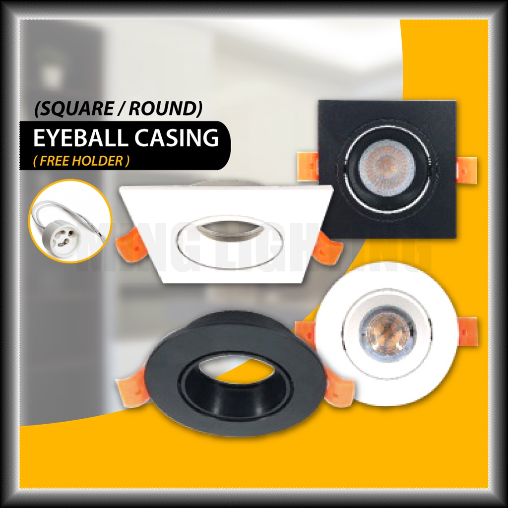 LED Eyeball Casing MR16 GU10 7W Bulb Replaceable Fitting Square Round ...