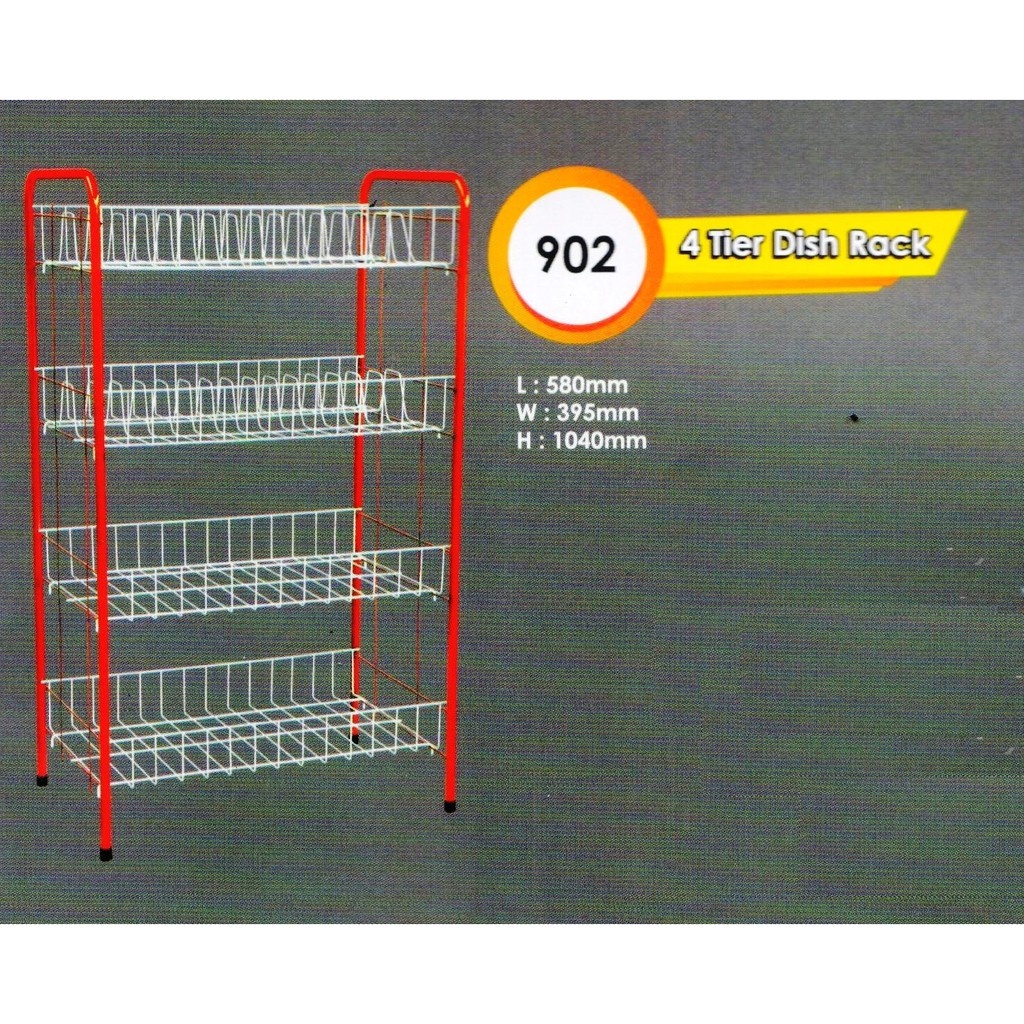 4 Tier Dish Rack Plate Rack Rak Pinggan Besi 4 Tingkat Shelves Besi ...