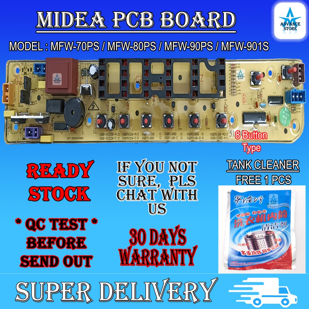 MFW-70PS MFW-80PS MFW-90PS MFW-901S MIDEA WASHING MACHINE PCB BOARD ...