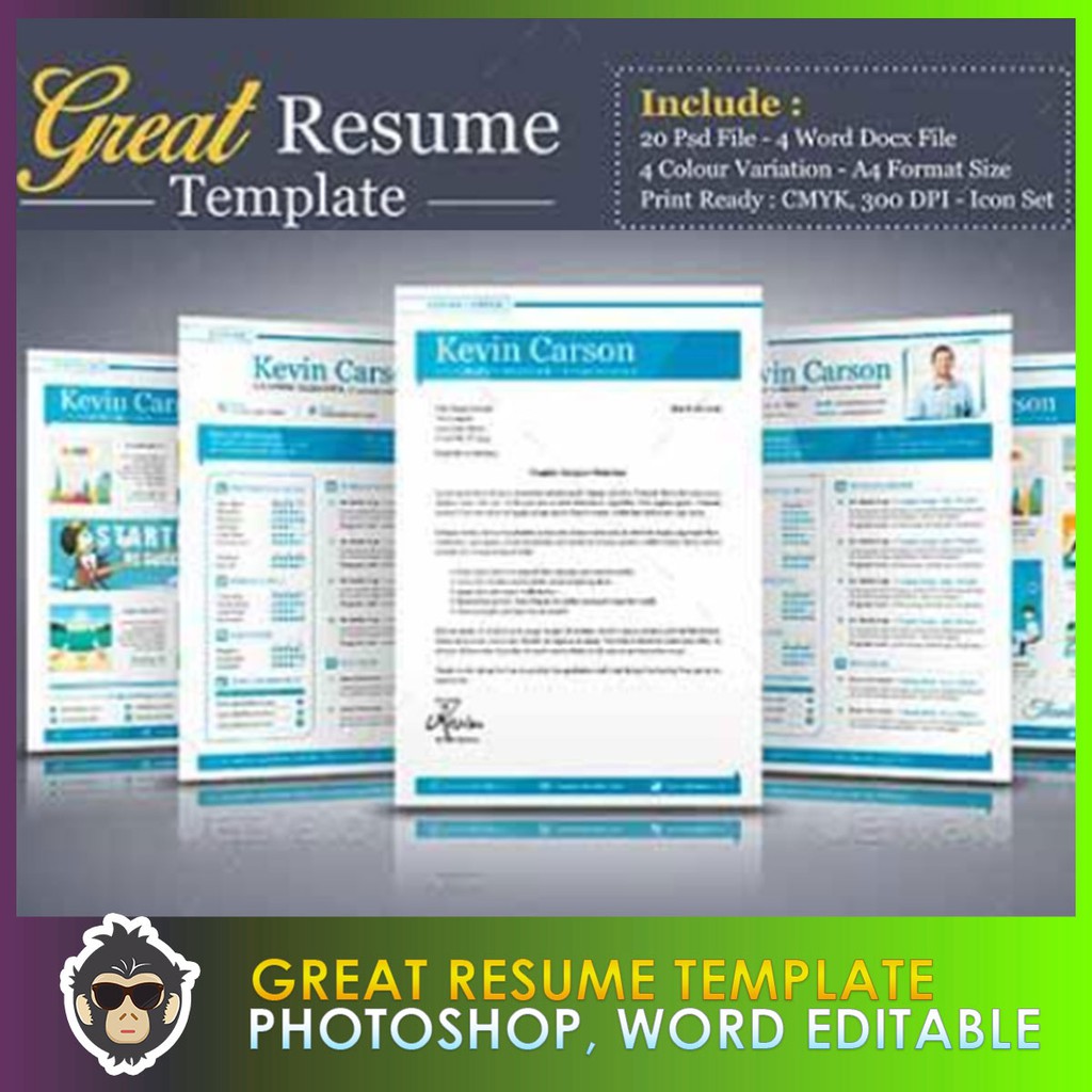 Great Resume / CV Template Photoshop and Word Editable | Shopee Malaysia
