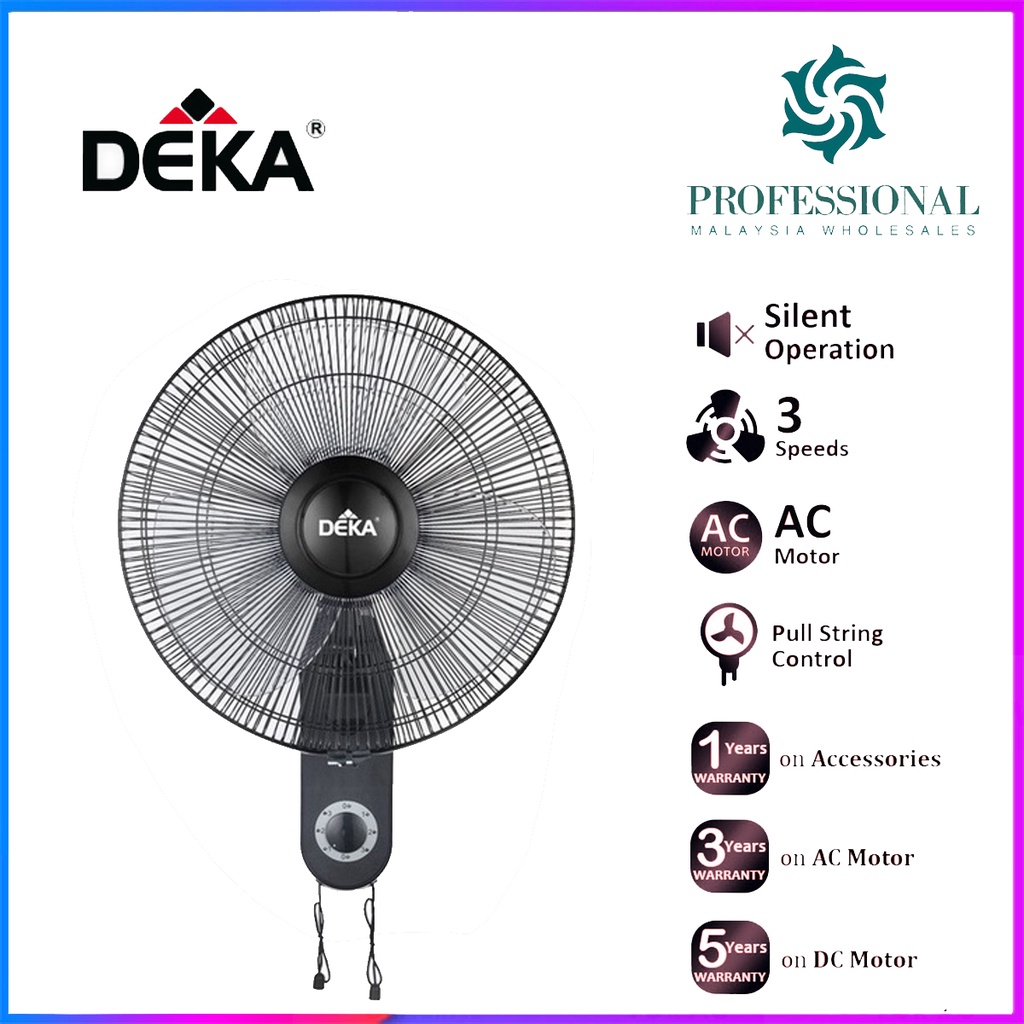 DEKA WF58 16" / DEKA WF68 16" 3 Blades Wall Fan 3 Speeds Control with ...