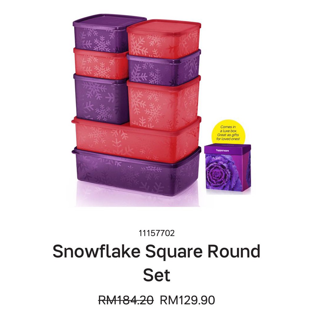 Tupperware Snowflake Square Round Set (8pcs) | Shopee Malaysia