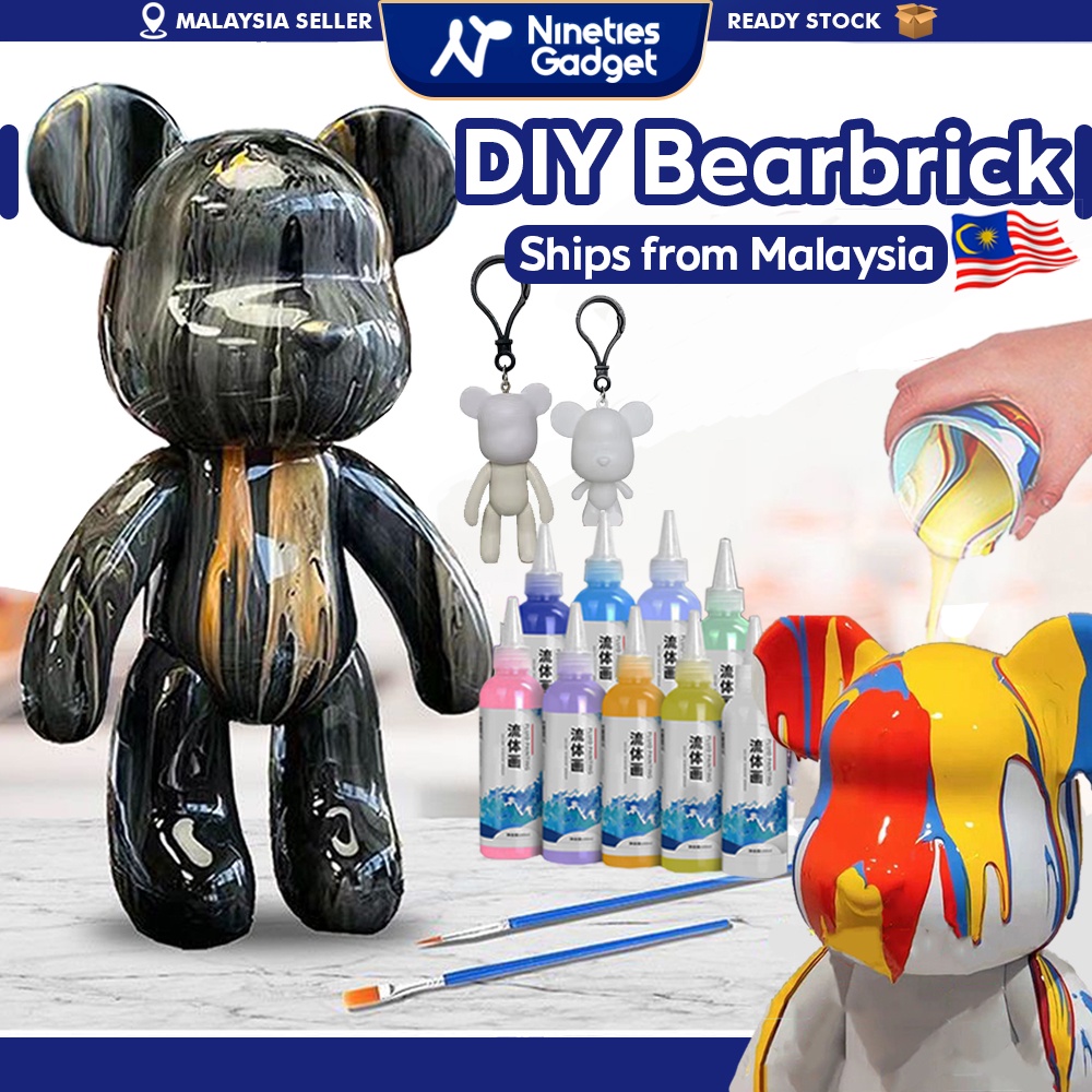 🇲🇾 Fluid Bearbrick DIY 流体熊 Keychain Set Bear Brick Handmade Educational ...