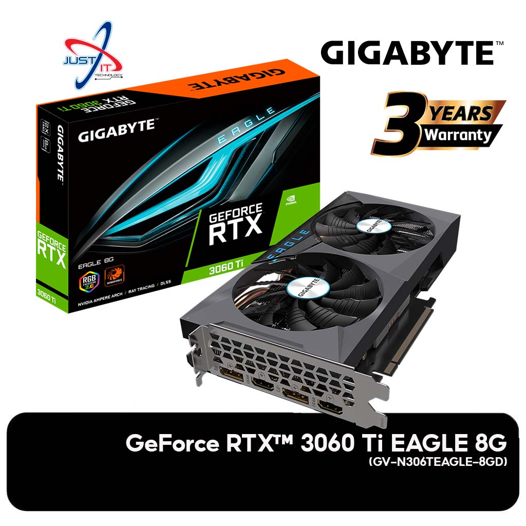 GIGABYTE GV-N306TEAGLE-8GD GEFORCE RTX3060 TI EAGLE 8GB DDR6 256BIT VGA ...