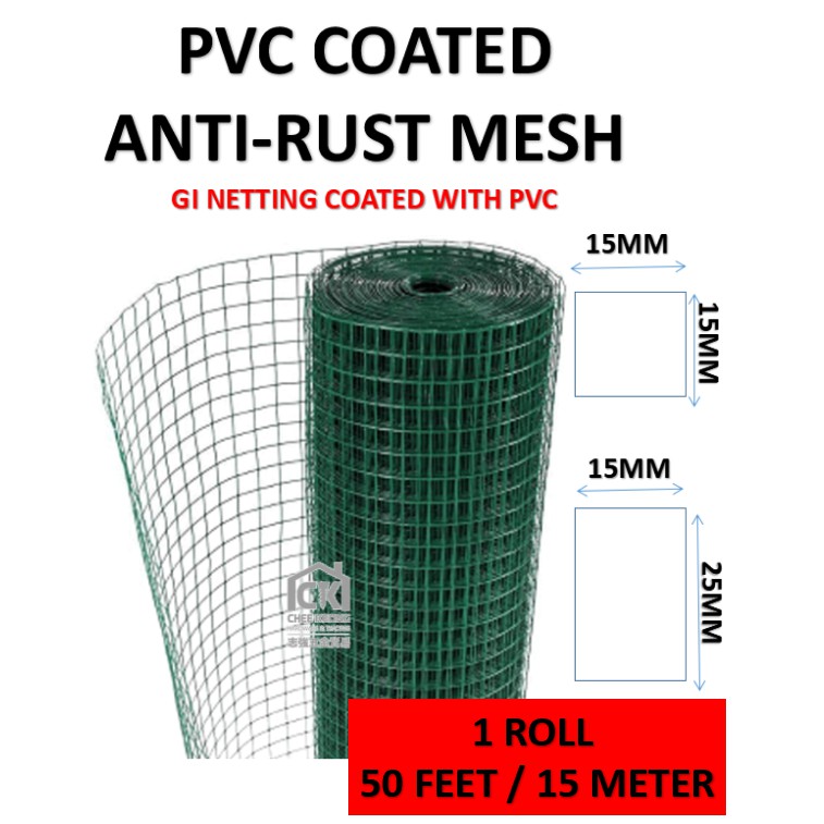 [1 ROLL 8KG] PVC COATED NETTING ANTI RUST MATA PUNAI BESI TAHAN KARAT ...