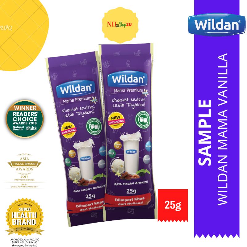 Wildan Mama Premium Vanilla Sachet 25g Instant Sample Pack | Shopee ...