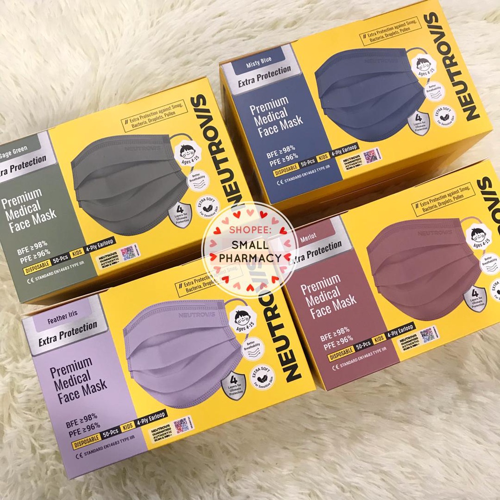 Kids/Children Neutrovis 4ply Premium Medical Face Mask Ear Loop 50s ...