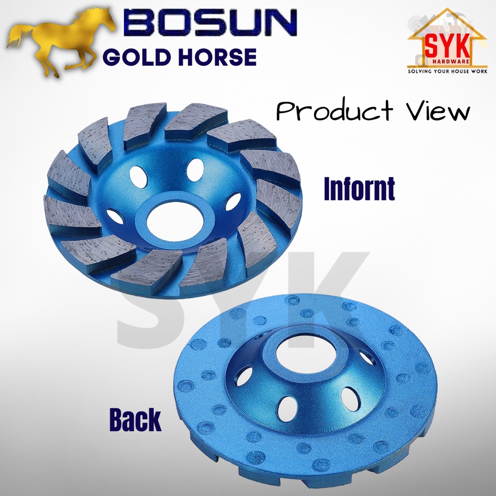 SYK Bosun Gold Horse CNS04 Blue 4"(100mm) Segmented Diamond Grinding ...