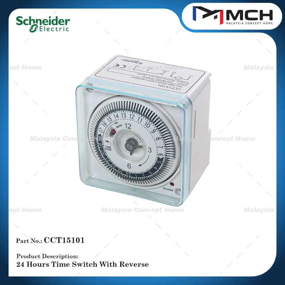 SCHNEIDER 24H 16A ANALOGUE TIME SWITCH/TIMER WITH REVERSE CCT15101 ...