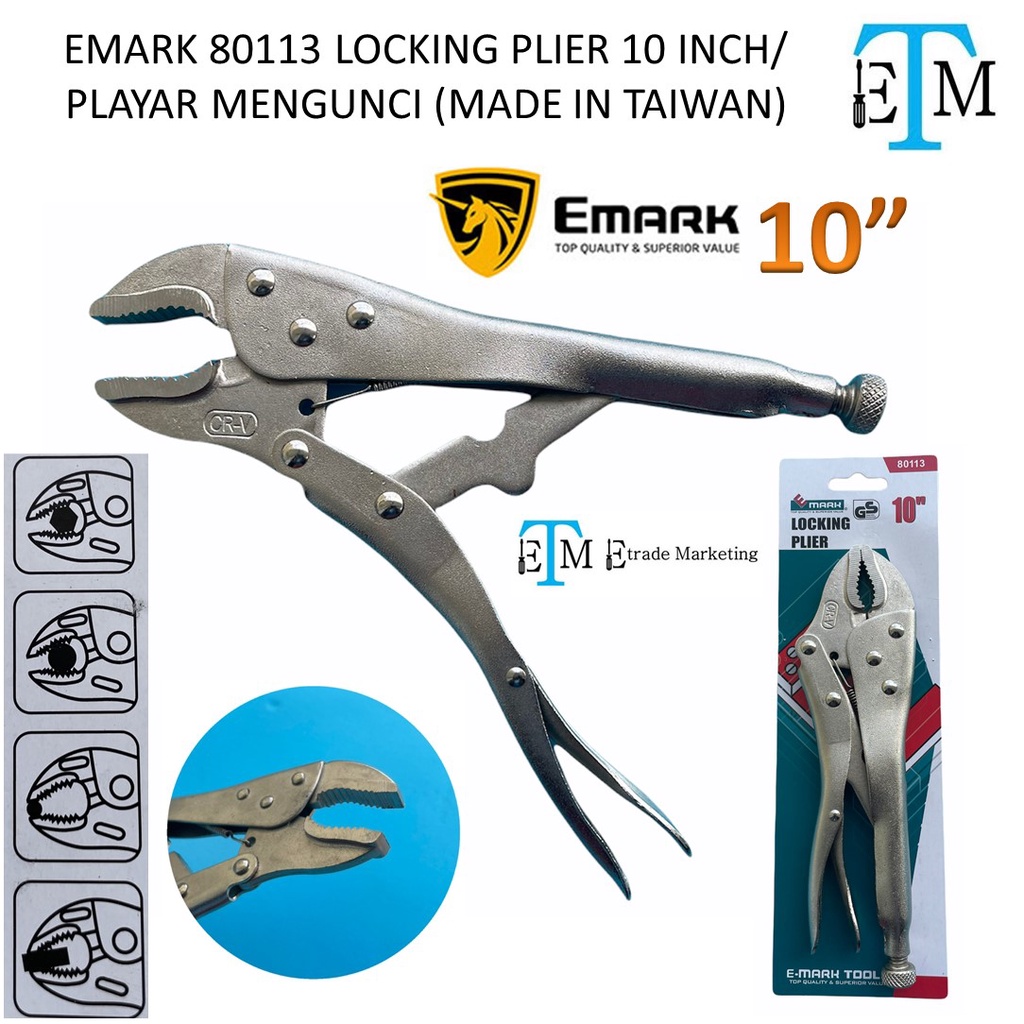 EMARK 80113 LOCKING PLIERS 10 INCH / PLAYAR MENGUNCI (MADE IN TAIWAN ...
