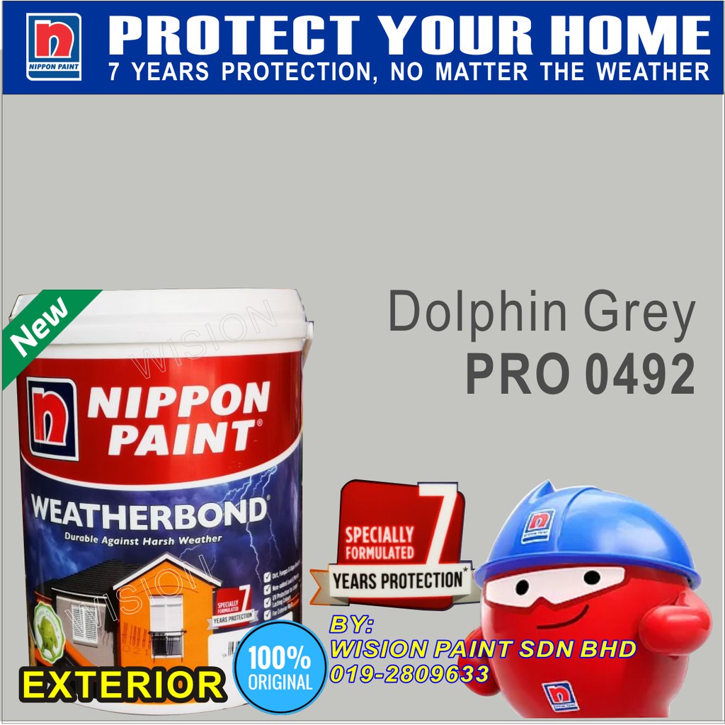 Pro0492 dolphin grey 7 years weatherbond nippon paint | BeeCost