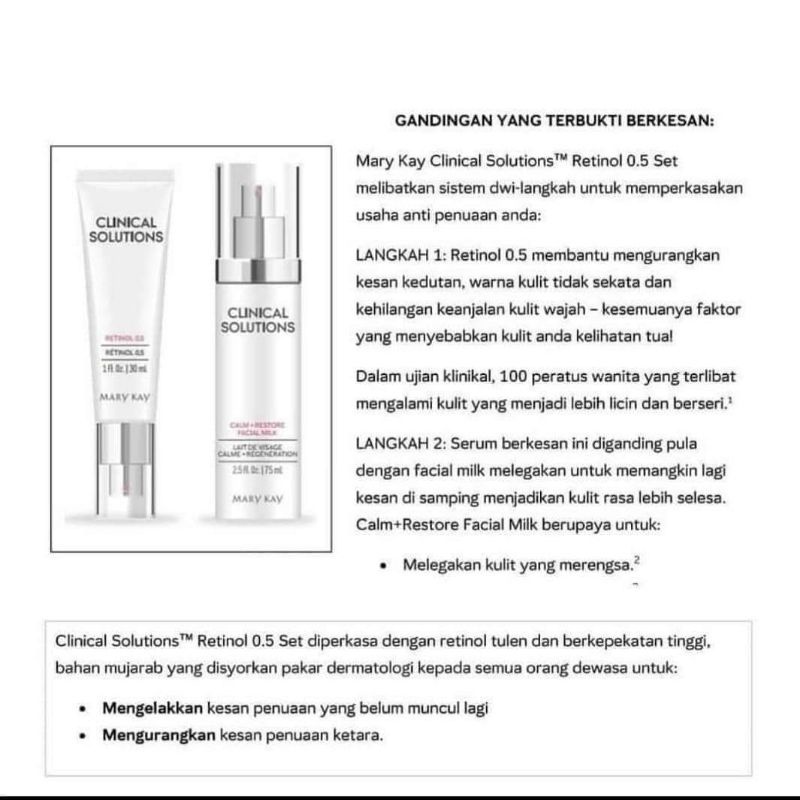 Clinical Solution Mk Retinol 0.5 + Restore calm facial milk. Readystock ...