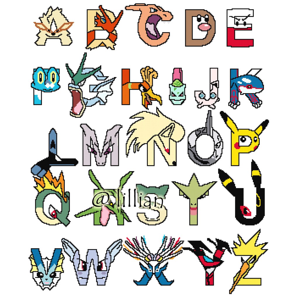 PDF Pattern *POKEMON PIKACHU ALPHABET ALPHABETICAL ABC TO Z* Cross ...