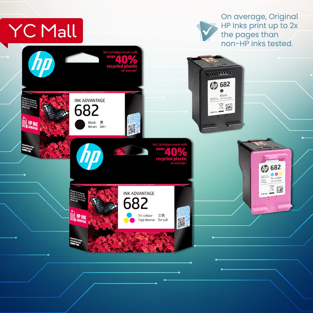 HP 682 Black & Tri-Color Original Ink Advantage Cartridge | Shopee Malaysia