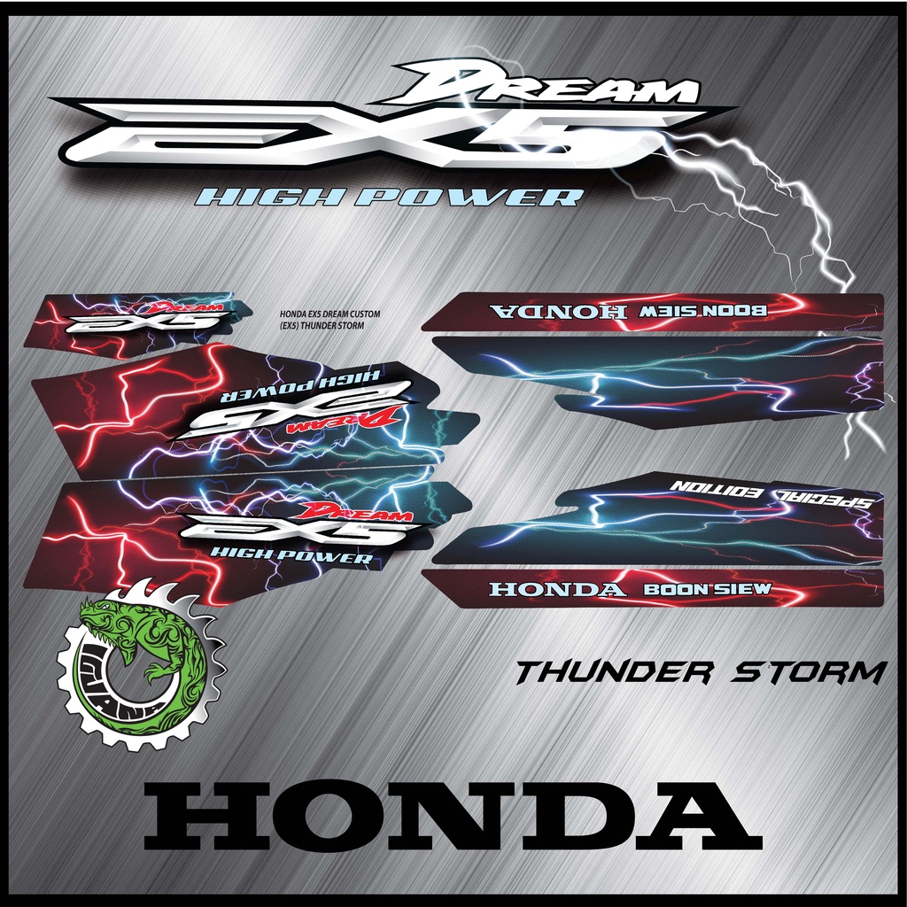 Stripe motor honda ex5 DREAM custom sticker thunder storm design ...