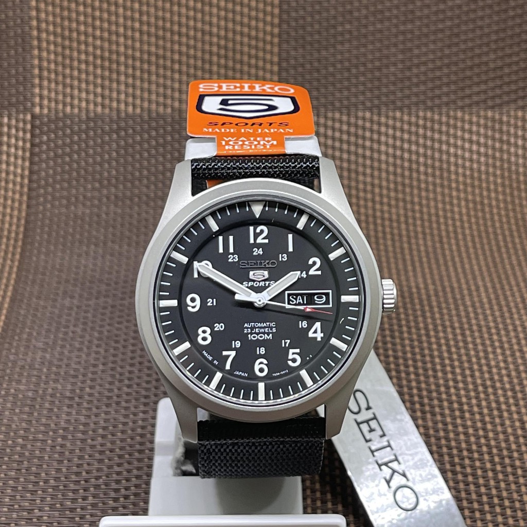 Seiko 5 SNZG15J1 Automatic Japan Black Nylon Analog Watch SNZG15 ...