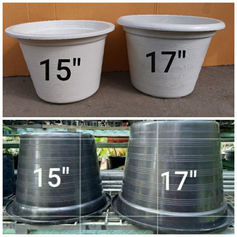 Pasu besar plastik hitam/putih size 15 inch 17 inch | Shopee Malaysia