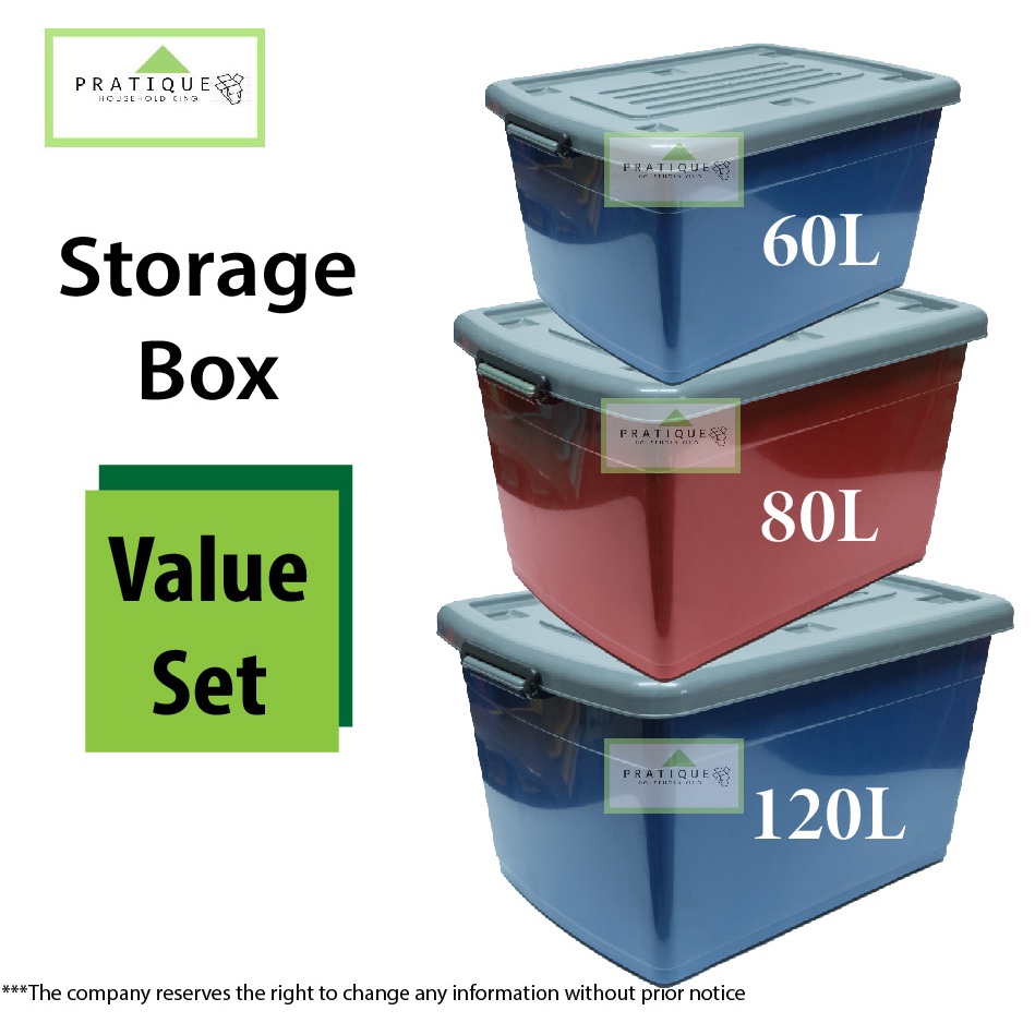 3 in 1 (Combo Set 120L + 80L + 60L) Storage Box/ Plastic Storage Box ...