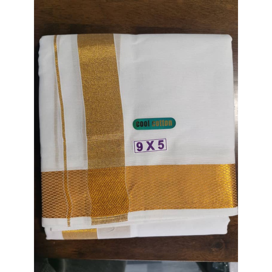 INDIAN TRADITIONAL VESHTI 9X 5 (COOL COTTON WITH GOLD BORDER ) | Shopee ...