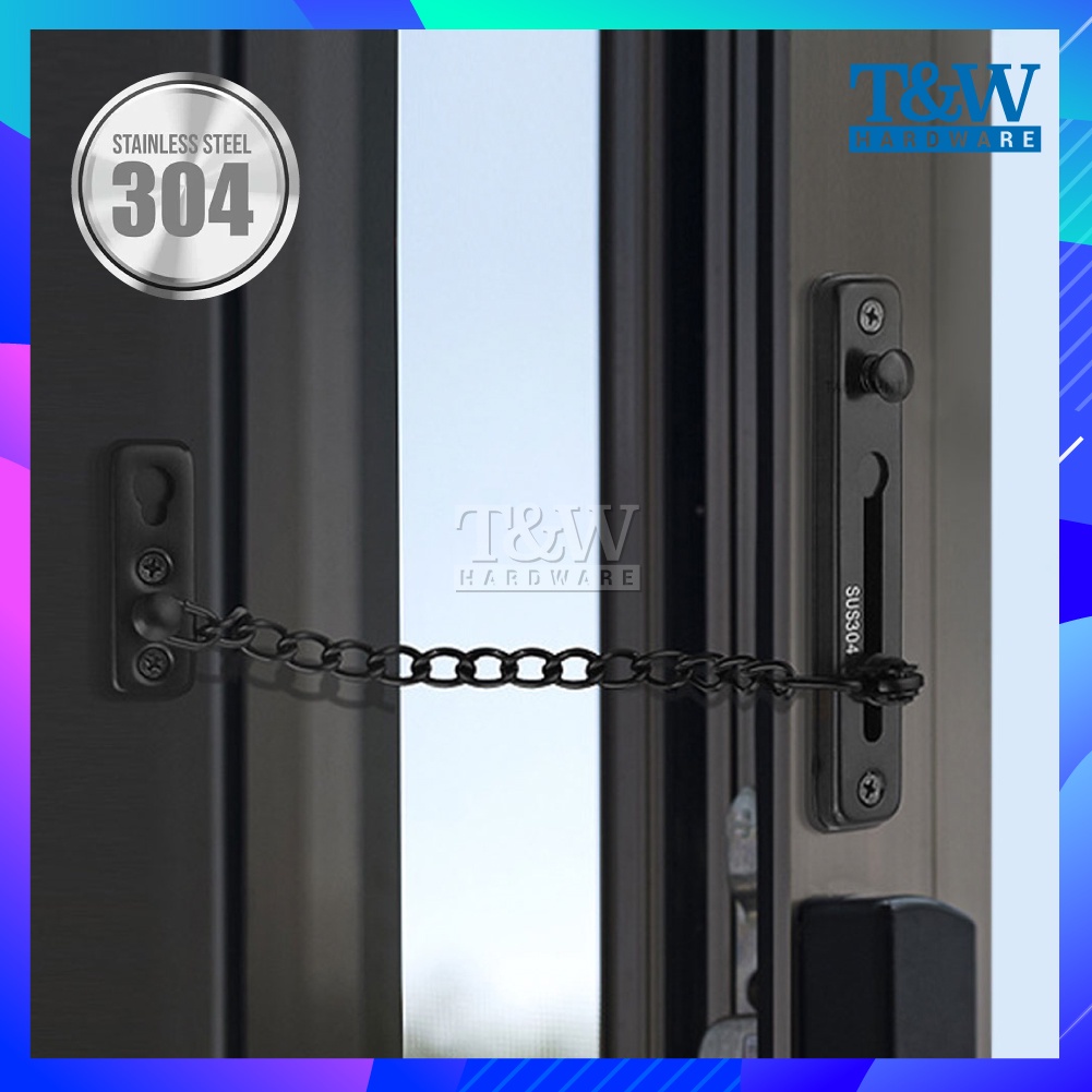 Matt black / Gold stainless steel Heavy Duty Bolt & Chain Door Latch ...