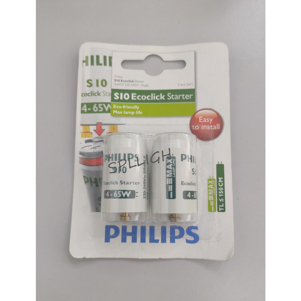 (2pcs) PHILIPS S10 ECOCLICK STARTER ORIGINAL PHILIPS FLUORESCENT TUBE ...
