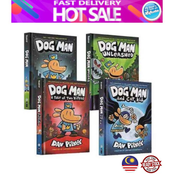 DOG MAN 4 Volumes Children English HARD COVER Books Funny Adventure 4 ...