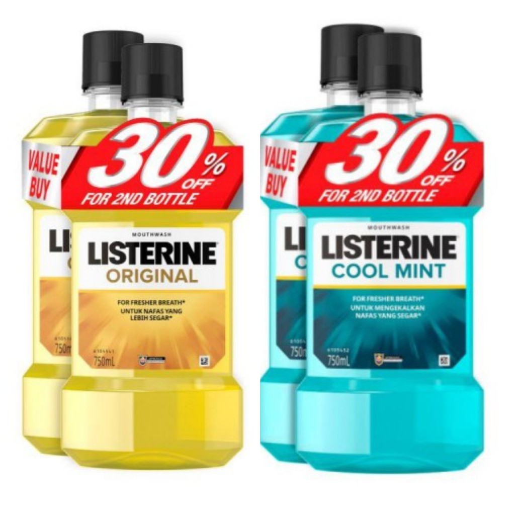 Listerine Twin Pack 750ml x 2 (Original / Cool Mint) | Shopee Malaysia