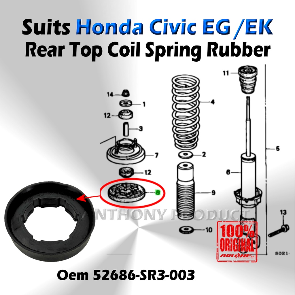 Honda Civic EG, EK, CRV RD1 Rear Coil spring Rubber (Top) | Shopee Malaysia