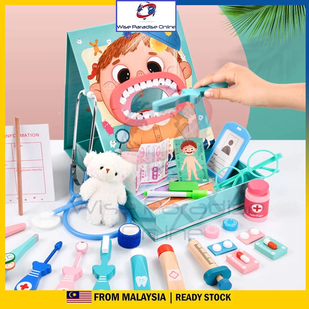 Wooden Dentist Toy Pretend Play Doctors Set Toys For Kids Wood Cosplay ...