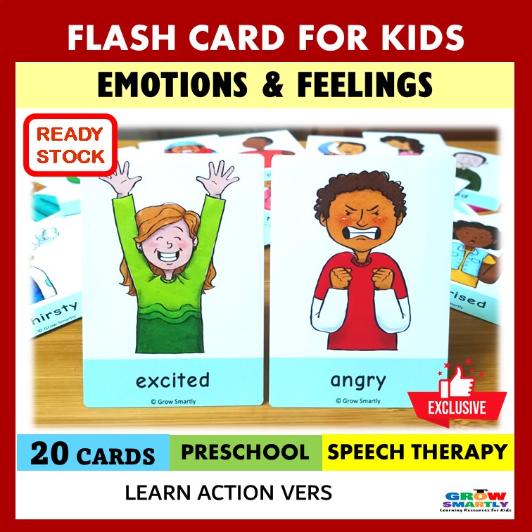 20 pcs Emotions & Feelings Flash Card for Kids English Flash Card ...