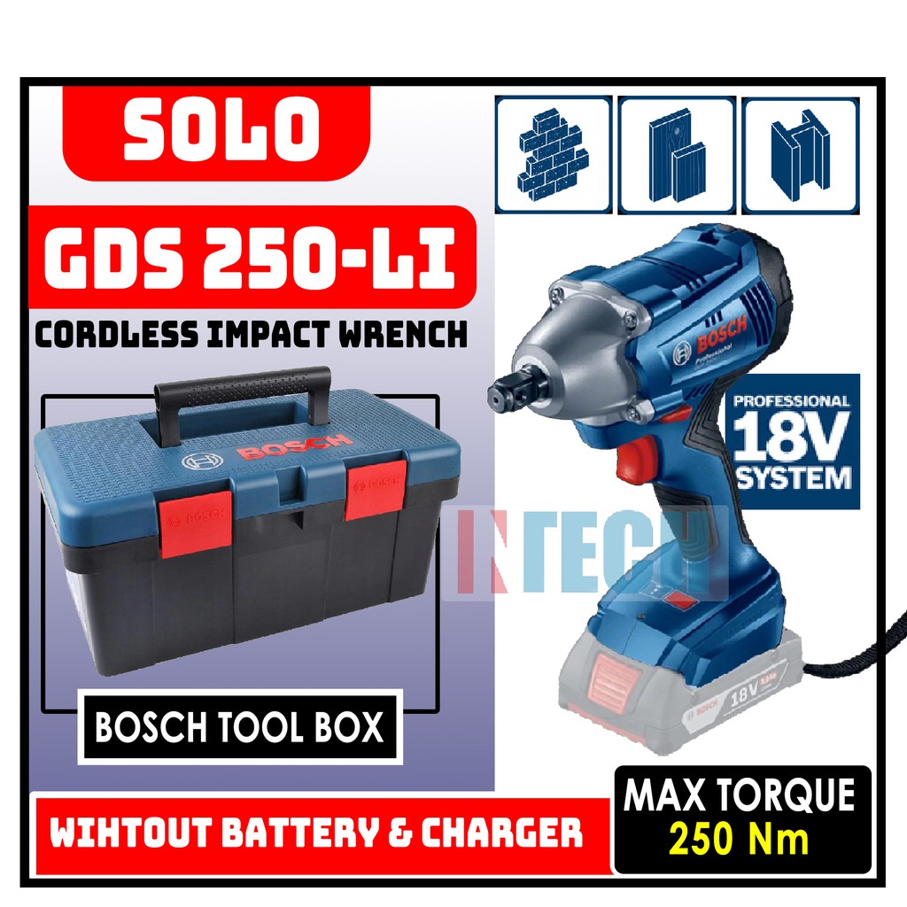Bosch Gds250 Li Solo Cordless Impact Wrench C W Tool Box Without