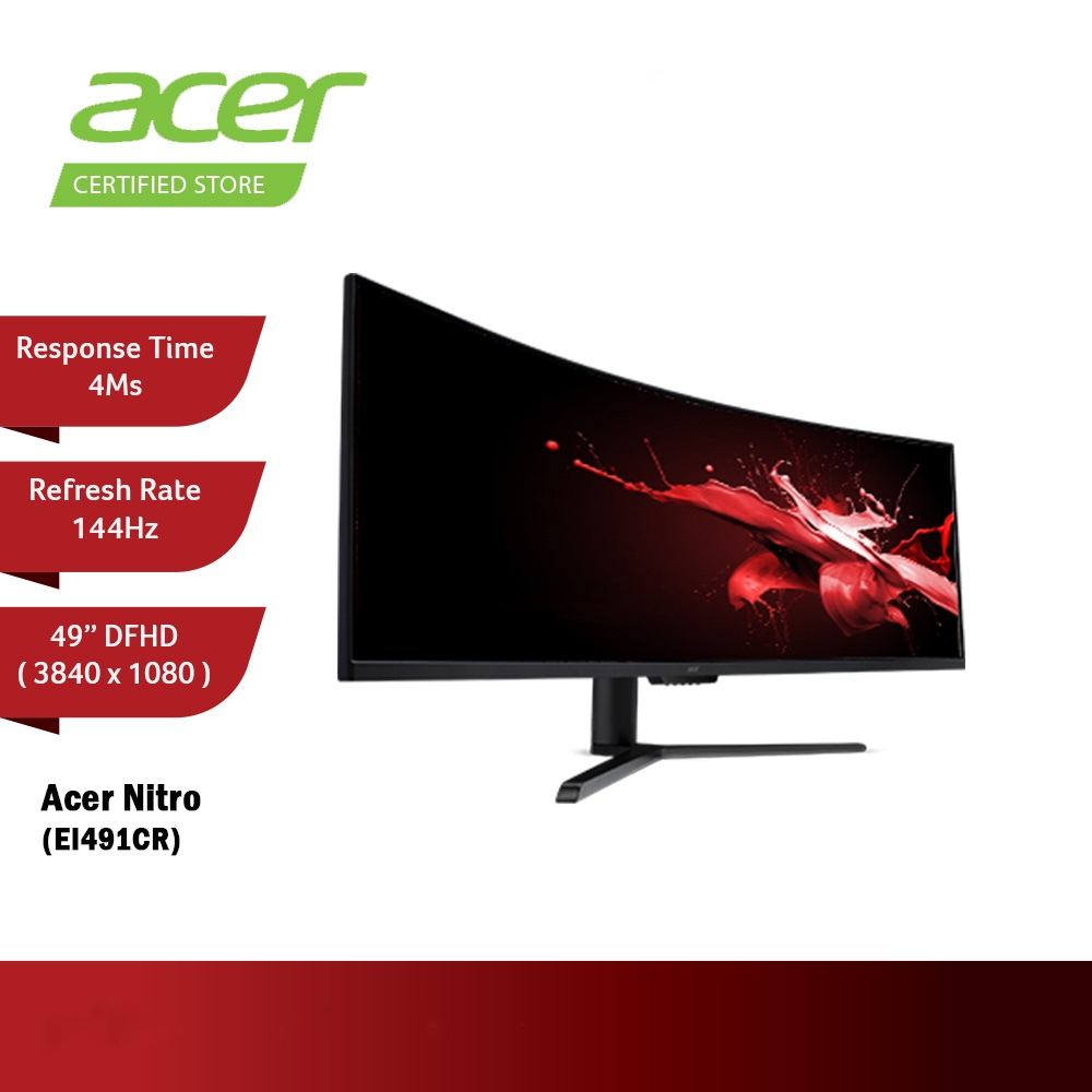 ACER EI491CR 49" DFHD 144HZ HDR FHD 144HZ HDR 400 CURVE FREESYNC GAMING ...