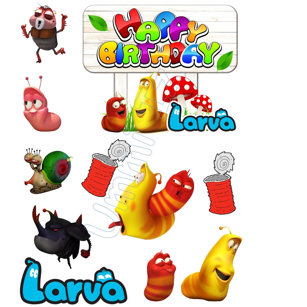 Happy Birthday Topper Cake LARVA (CUSTOM NAME) | Shopee Malaysia
