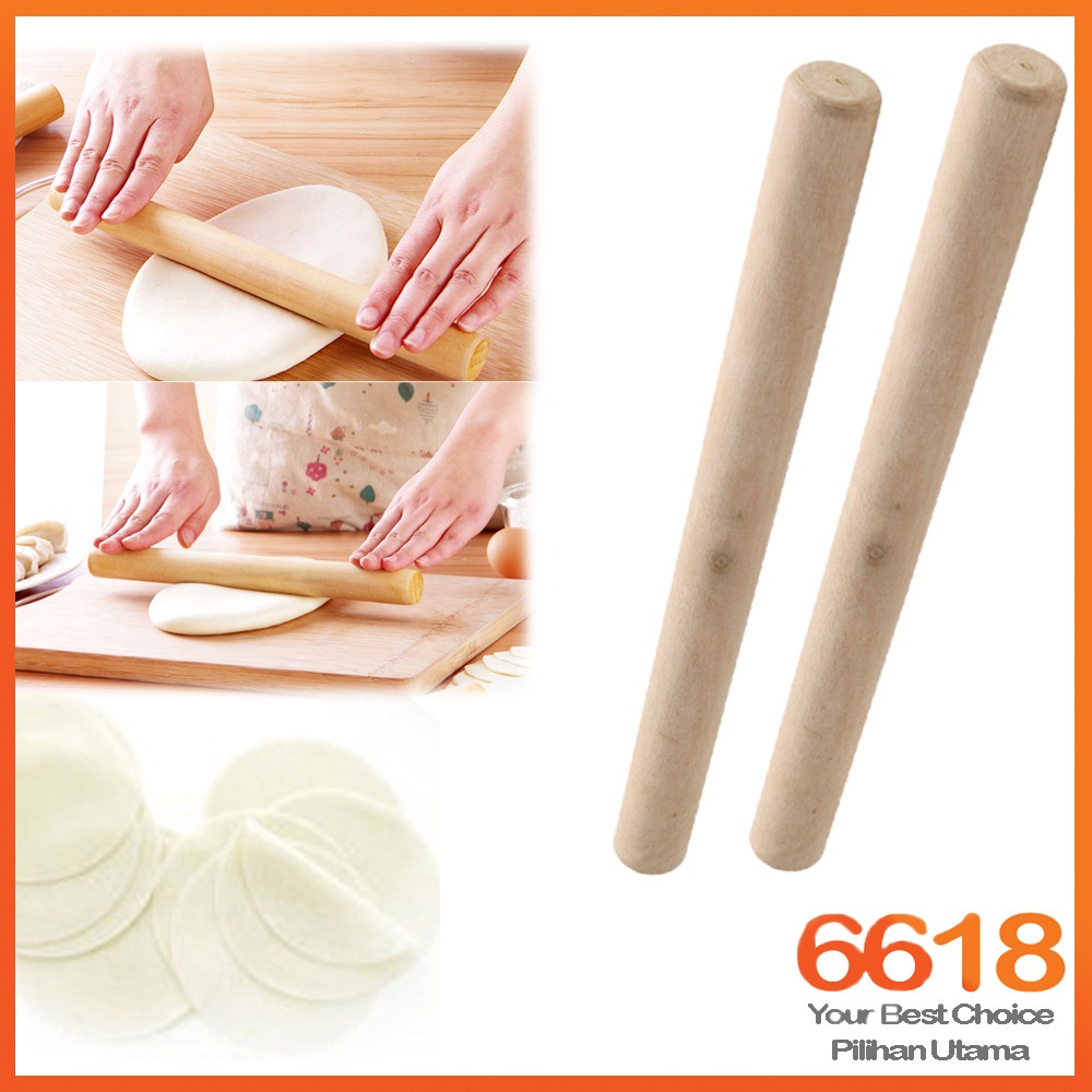 Wood Rolling Pin Bakeri Penggelek Doh Alatan Dapur Wooden Flour Roller ...