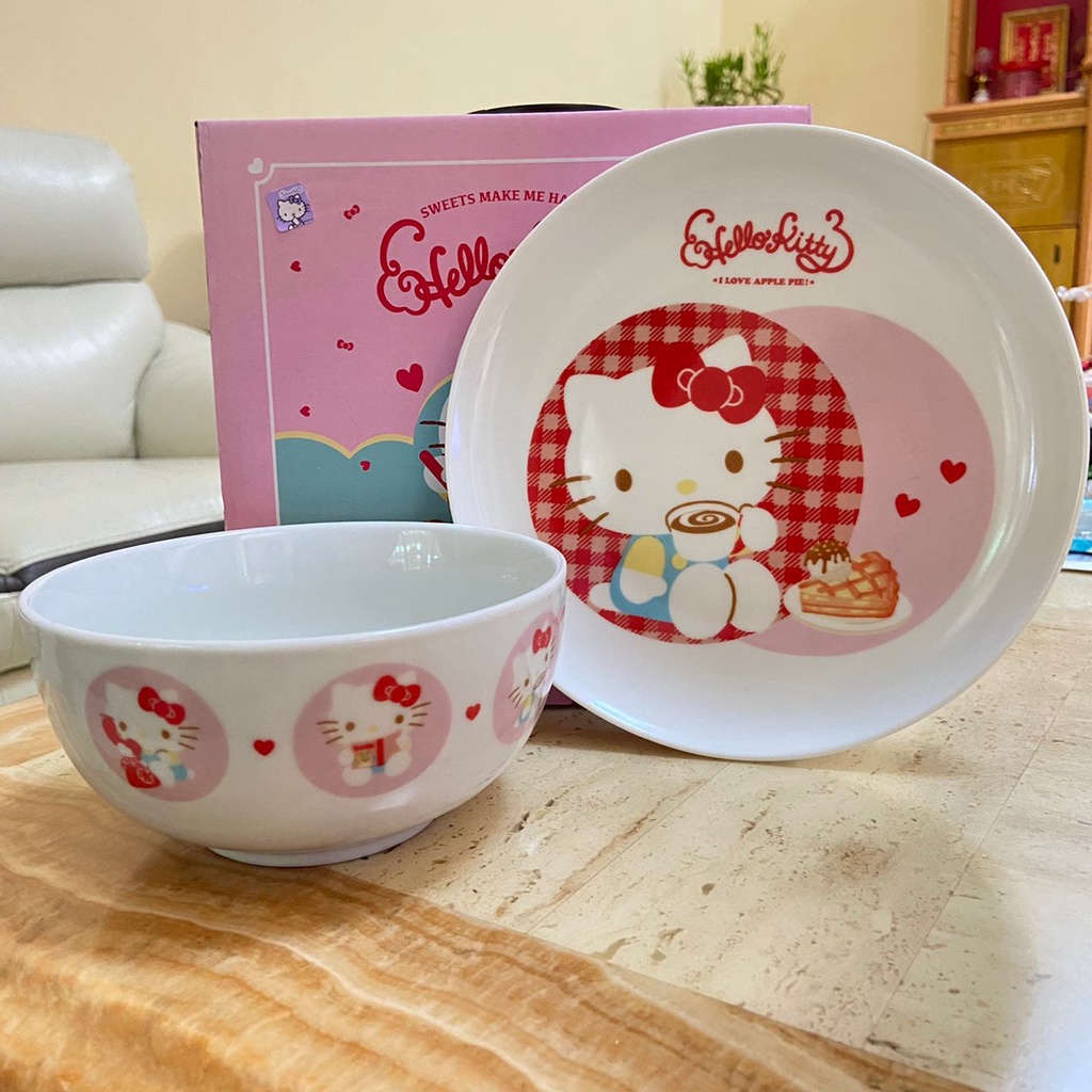 Hello Kitty Ceramic Bowl and Plate 1set with Box | Shopee Malaysia