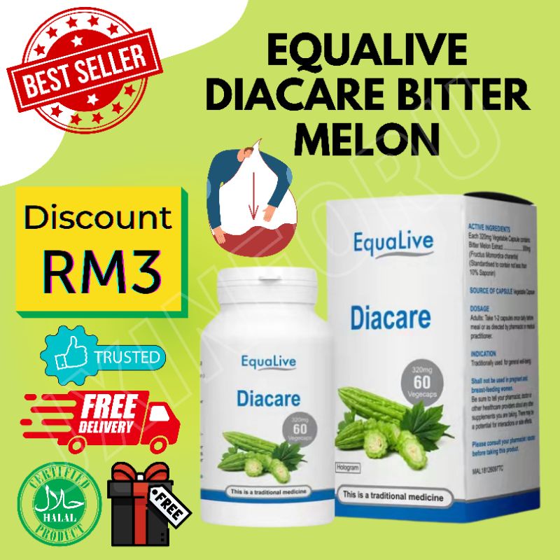 Equalive Diacare Bitter Melon Capsule 320mg Vegecaps [30's/60's ...