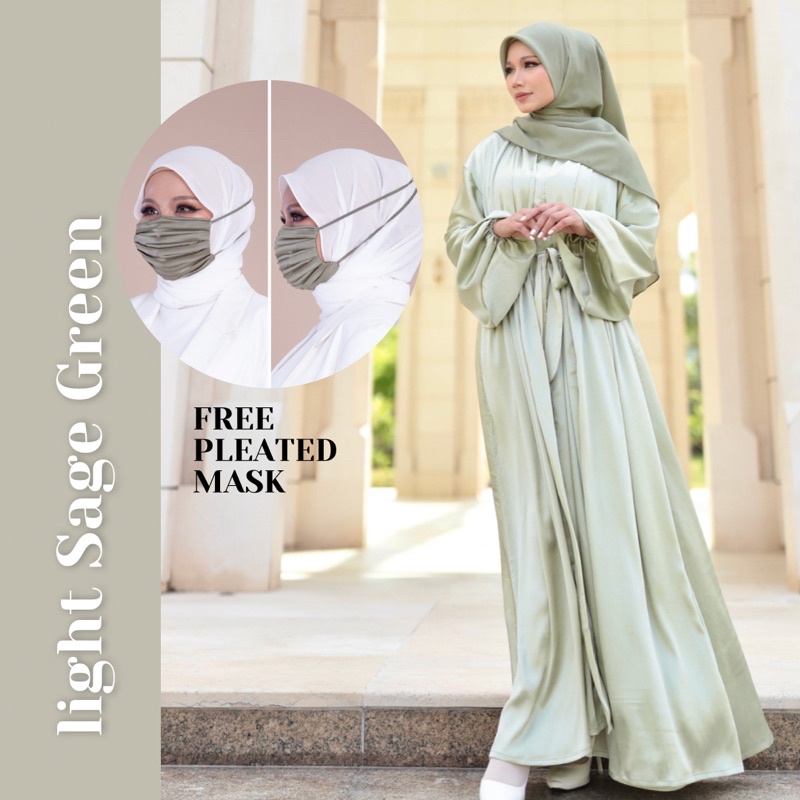 MAJESTIC ABAYA - LIGHT SAGE GREEN (FREE MATCHING COLOR MASK) | Shopee ...