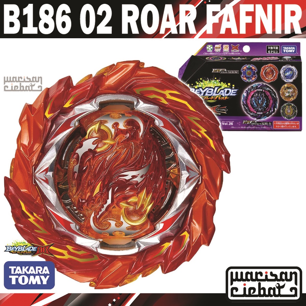 Takara Tomy Beyblade Burst DB B-186 02 Roar Fafnir 00 Revolve-2 (Random ...