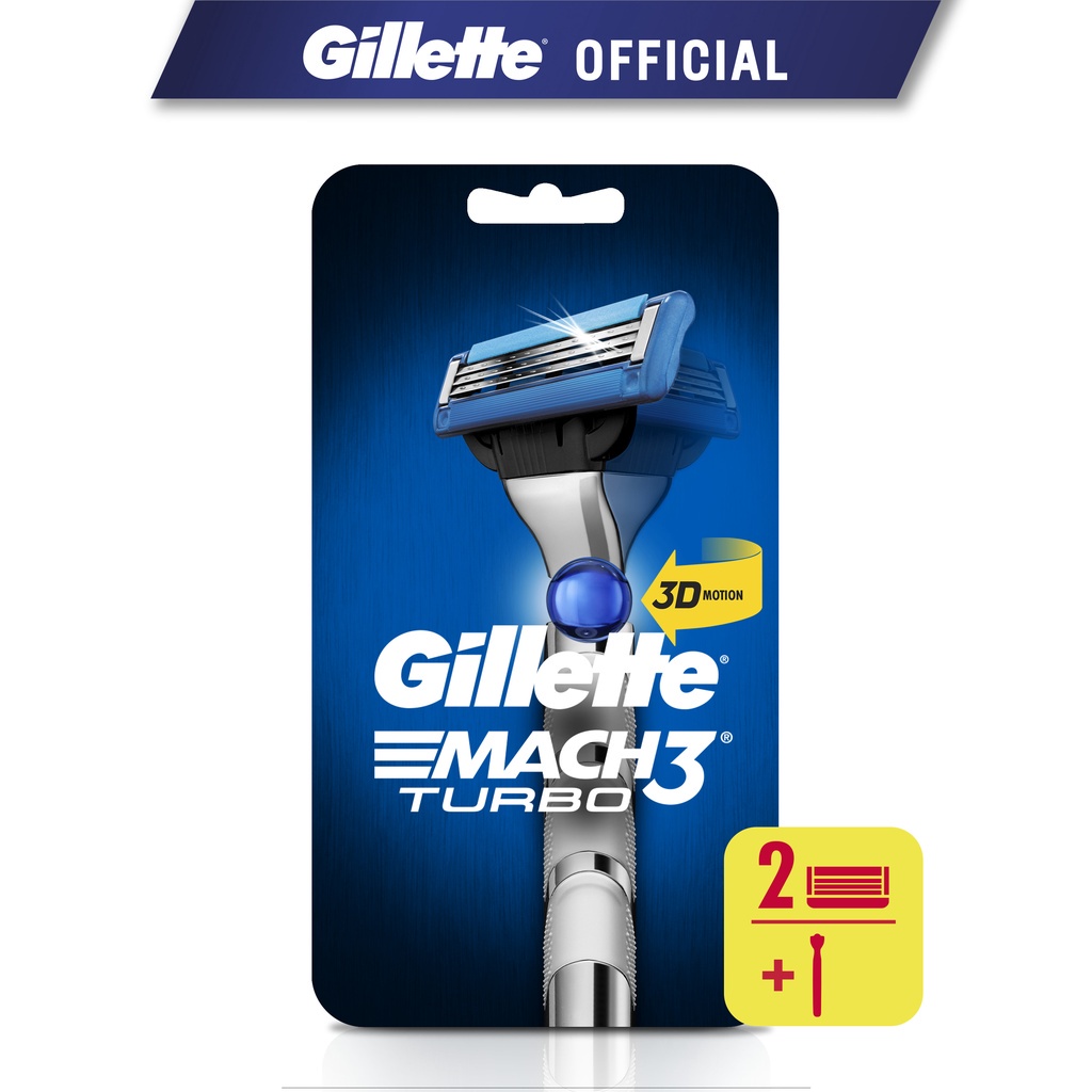 Gillette Mach3 Turbo Razor 3D 2UP | Shopee Malaysia