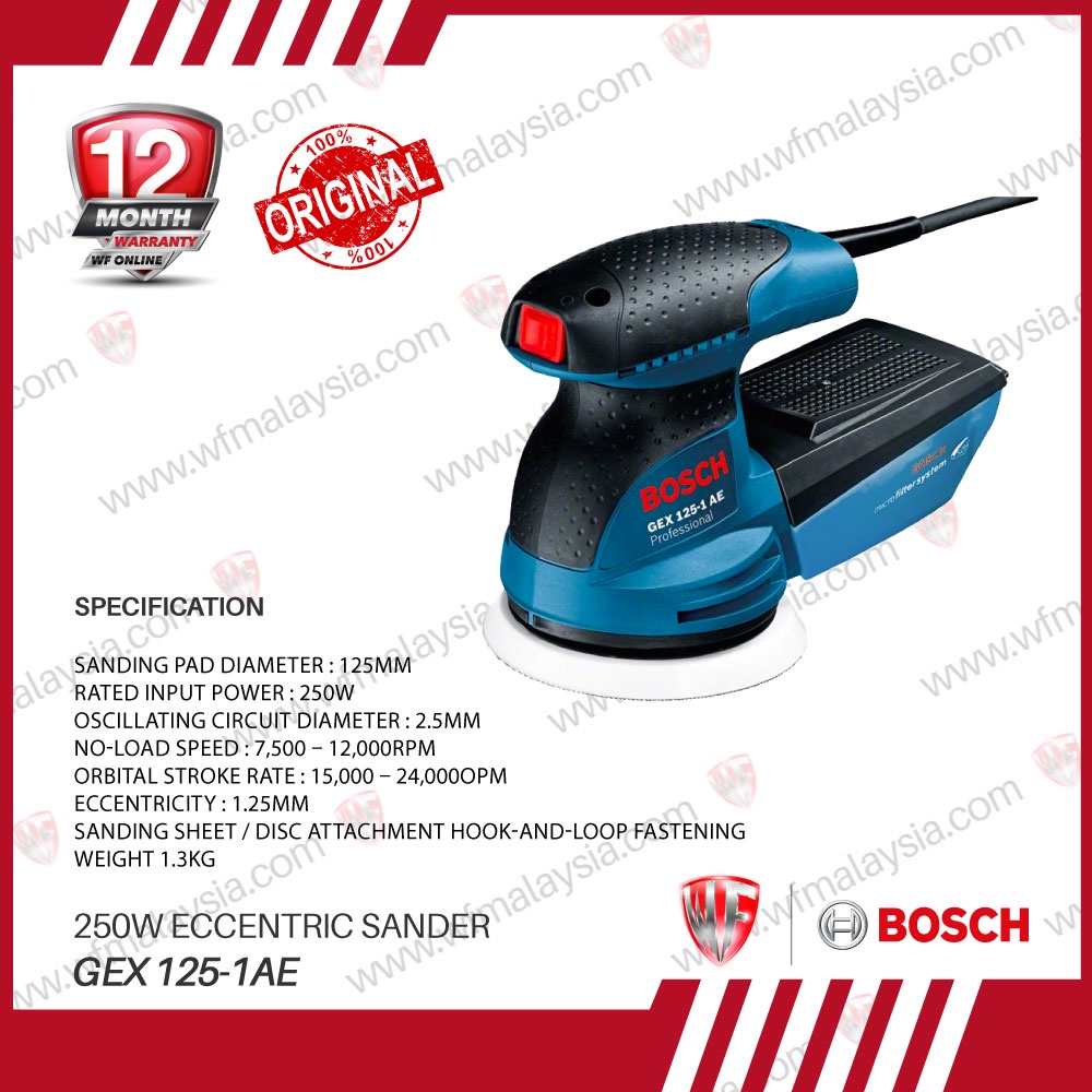 Bosch GEX 125-1AE Eccentric Sander Random Orbital Sander 06013875L0 GEX125-1AE (One Year ...