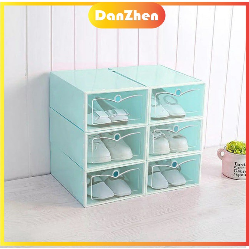 Danzhen Shoe Box Storage Stackable Box Foldable Front Drop Colorful ...