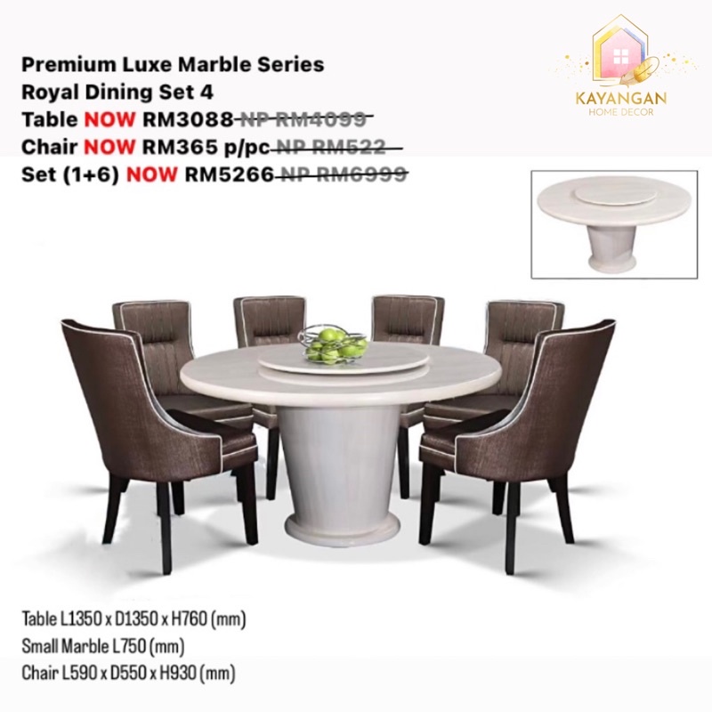 [FREE SHIPPING] Premium Luxe Marble Royal Dining Set IV Marble Table ...