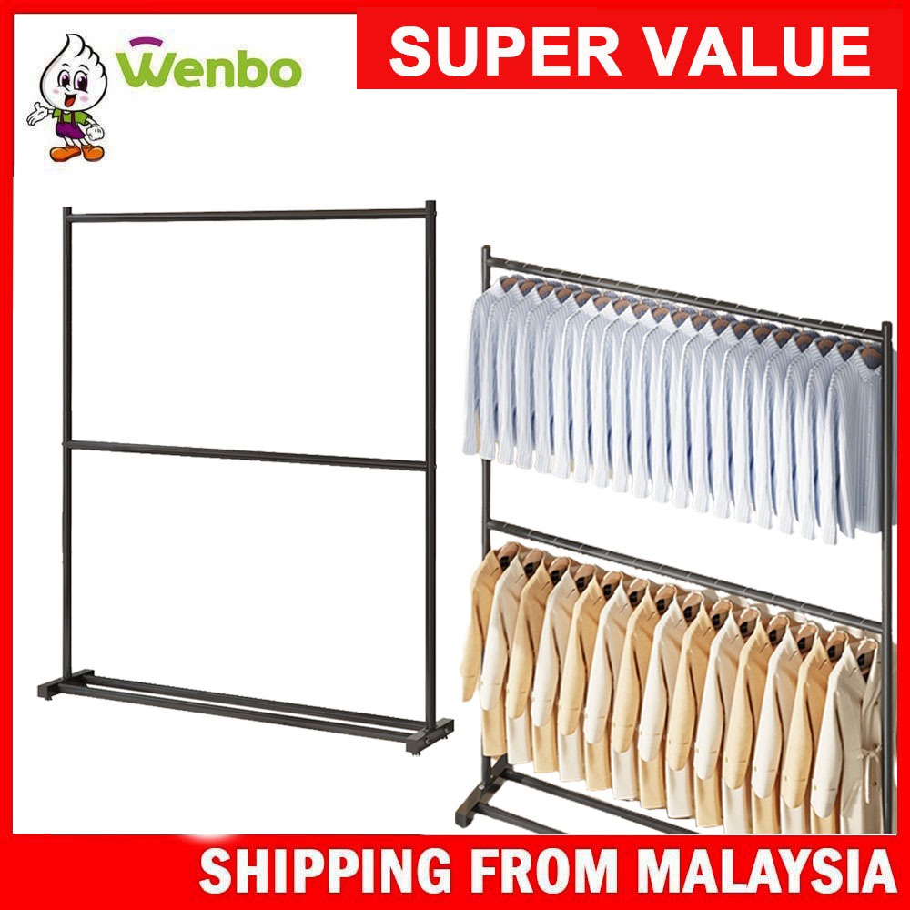Wenbo Single / Double Pole Clothes Hanging Rack Cloth Hanger Cloth Rack ...