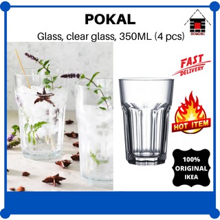 IKEA POKAL Glass, clear glass, 350ML (4 pieces) | Shopee Malaysia