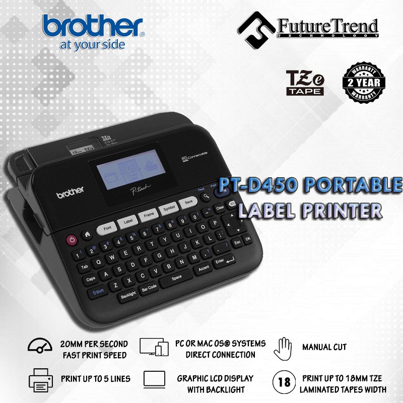 Brother PT-D450 Label Printer Stand-alone Desktop Model With PC ... Brother PT-D450 Label Printer Stand-alone Desktop Model With PC ...