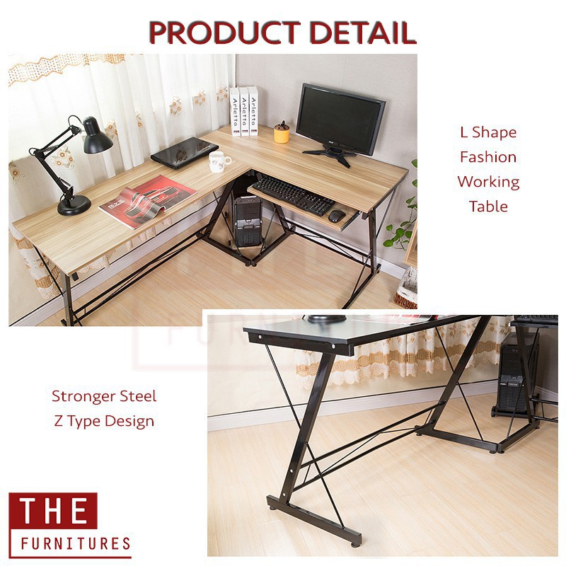 THE L Shape Desk Workstation Study Home Office Table Modern Type | BeeCost